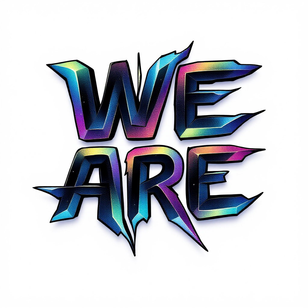 FLUX prompt: "Text-only design with the words 'WE ARE' in...