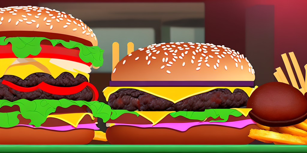 Mo-Di Diffusion prompt: royal fast food, burger, fries, c...