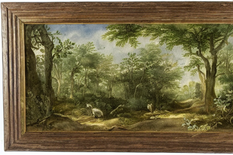 Stable Diffusion prompt: Watercolor woodland scene by Wil...