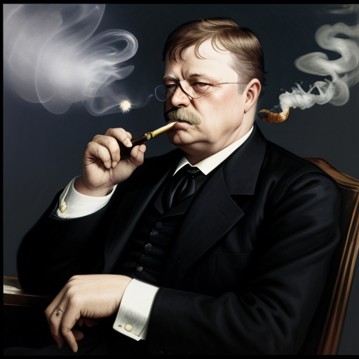 DreamShaper prompt: President Theodore Roosevelt, smoking...
