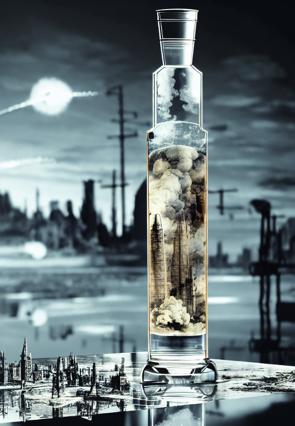 Stable Diffusion prompt: Atomic bomb explosion in a trans...