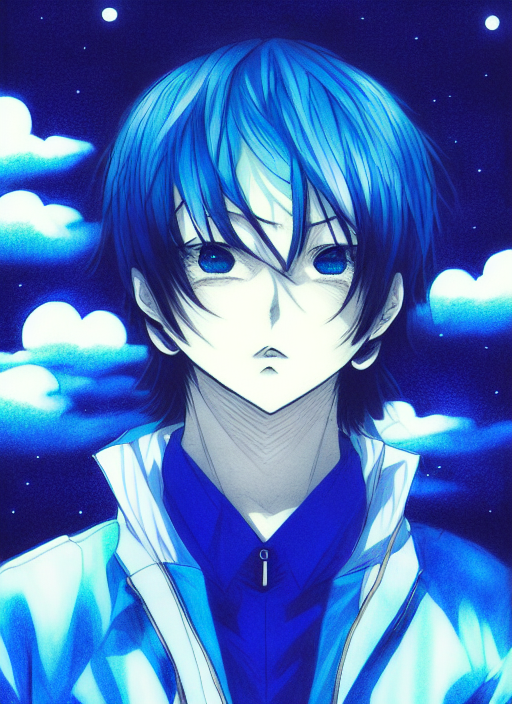 Stable Diffusion prompt: blue colors, handsome boy, boy i...