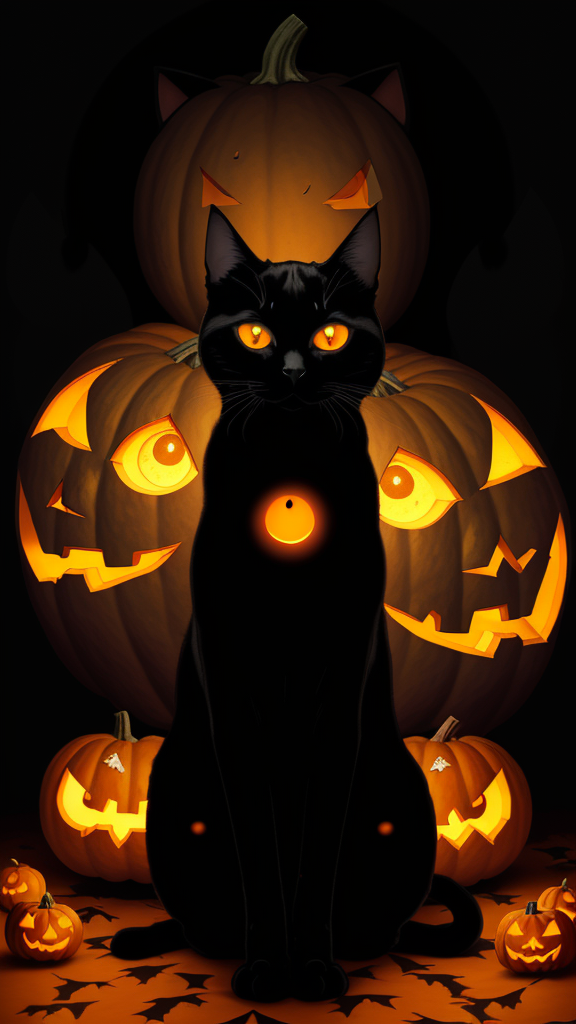 DreamShaper prompt: An animated image of a black cat with...