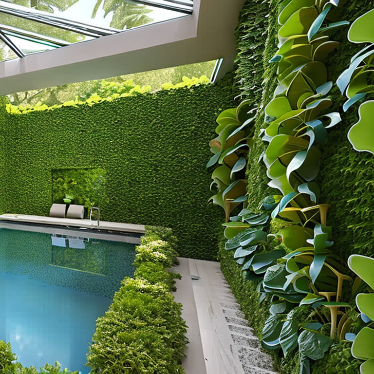 Stable Diffusion prompt: house swimming pools with lush i...