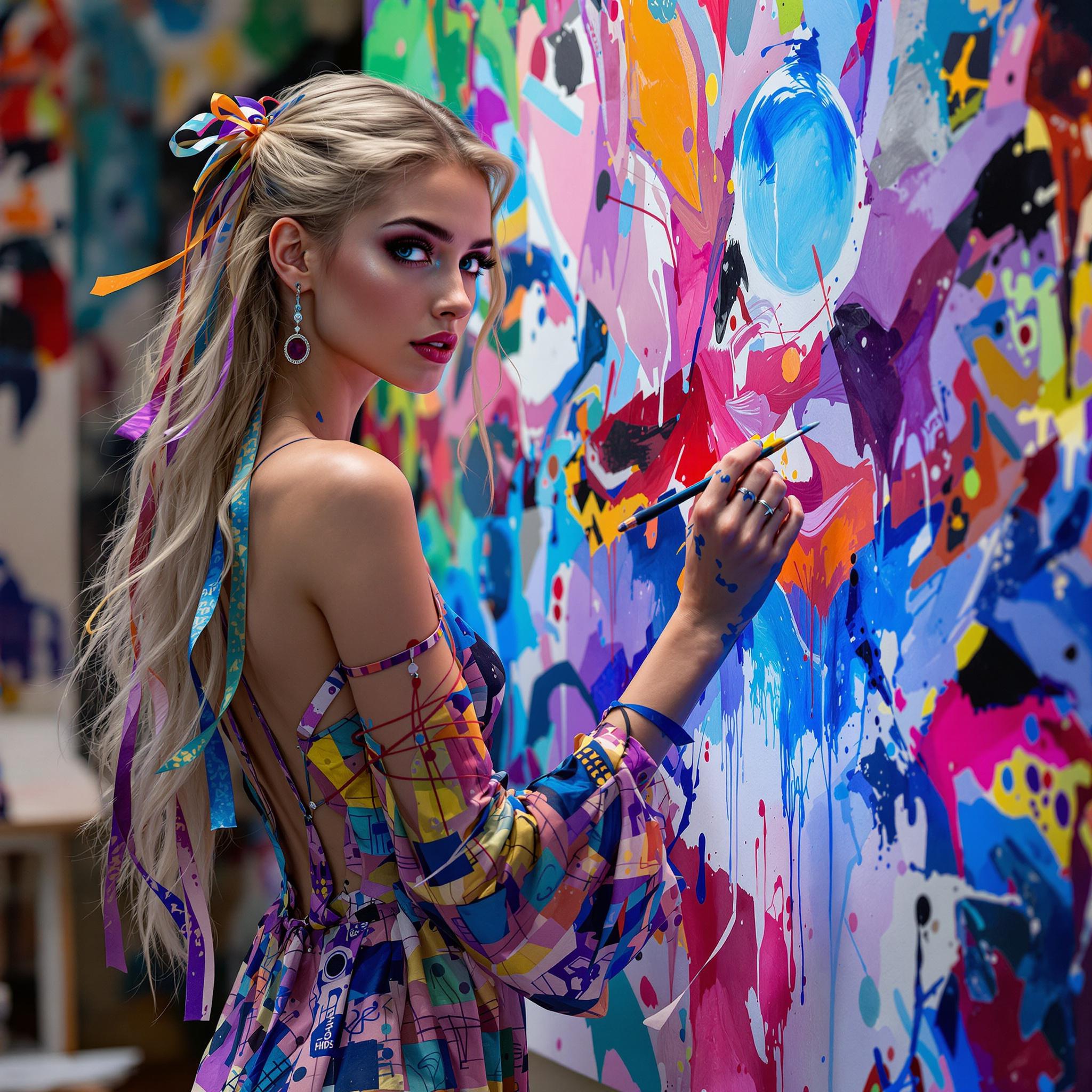 FLUX prompt: A pretty, visionary artist with a slender fo...