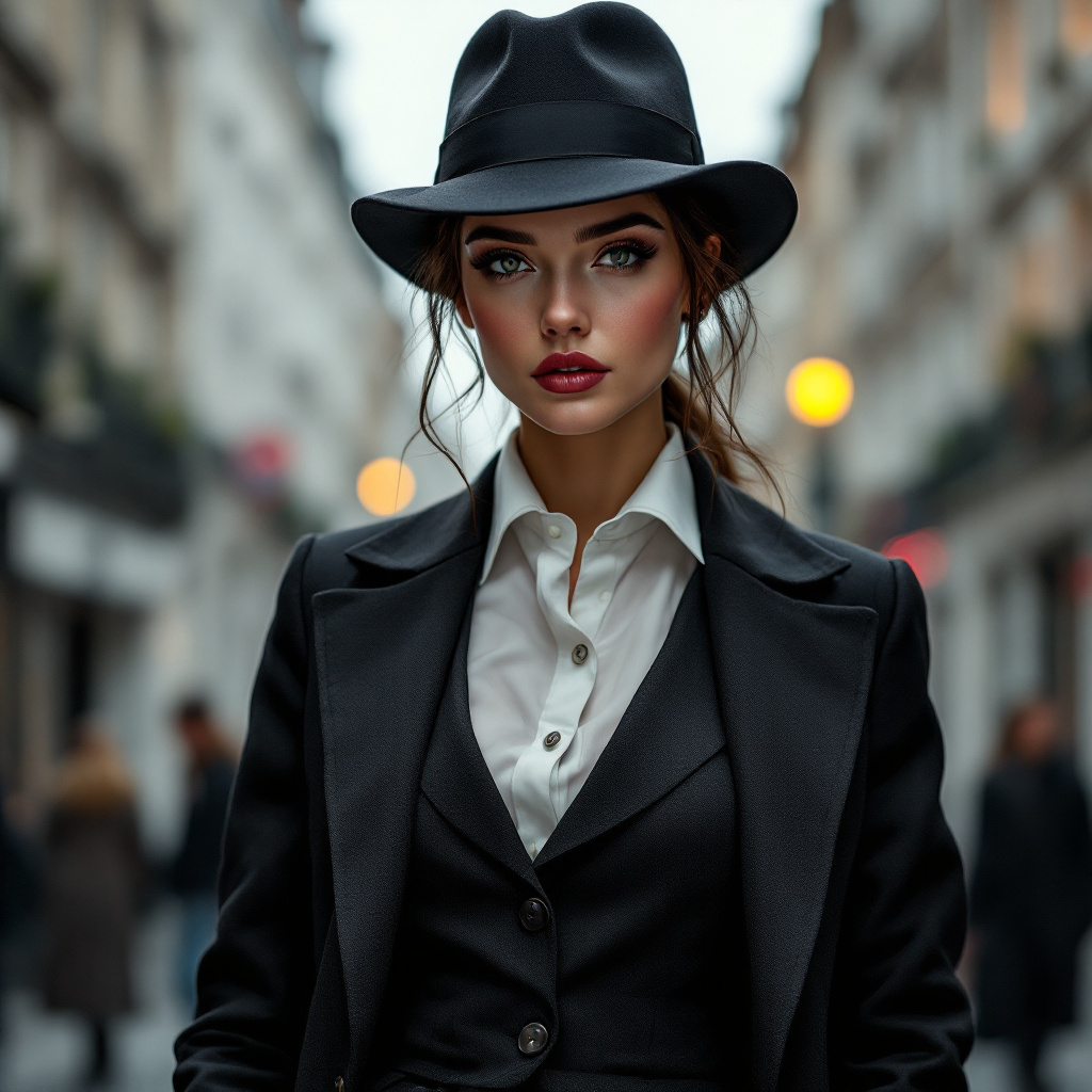 FLUX prompt: gorgeous female dressed in sherlock holmes s...