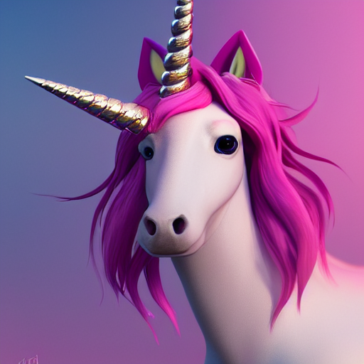 Stable Diffusion prompt: a cute unicorn with pink horn,,