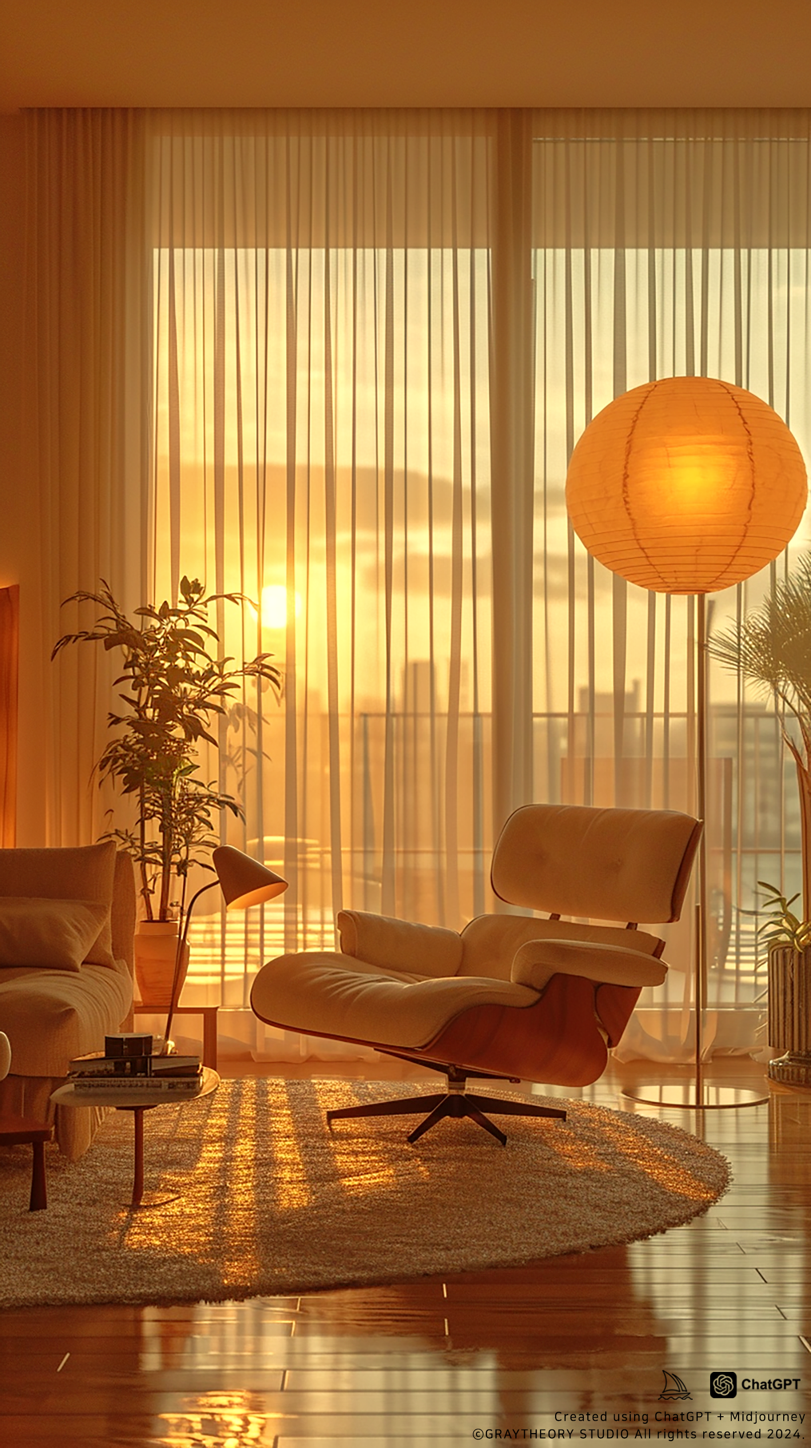 Midjourney prompt: mid-sized living room with a candid an...