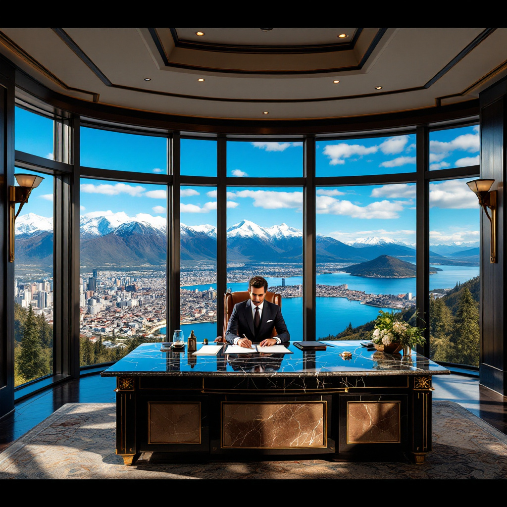 FLUX prompt: A luxurious office interior with a stunning ...