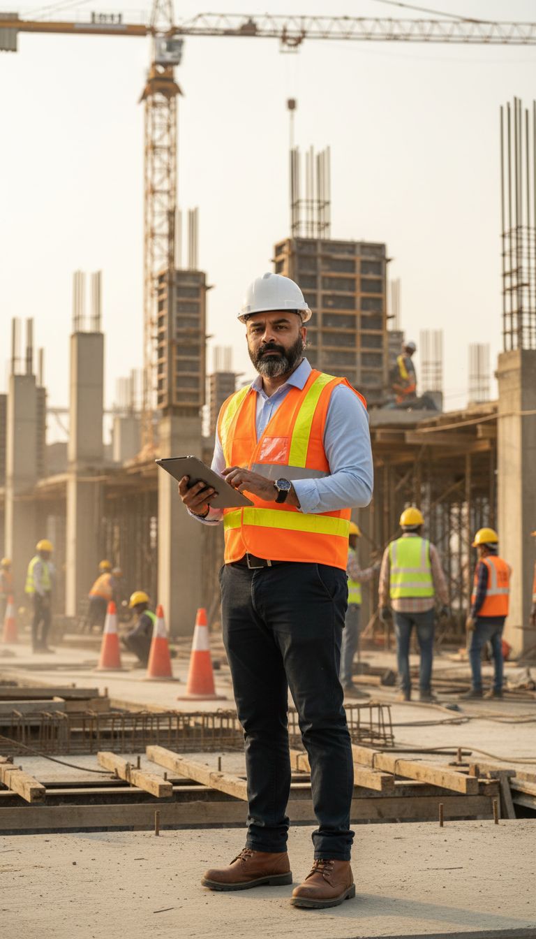 Nano Banana prompt: A professional site engineer is stand...
