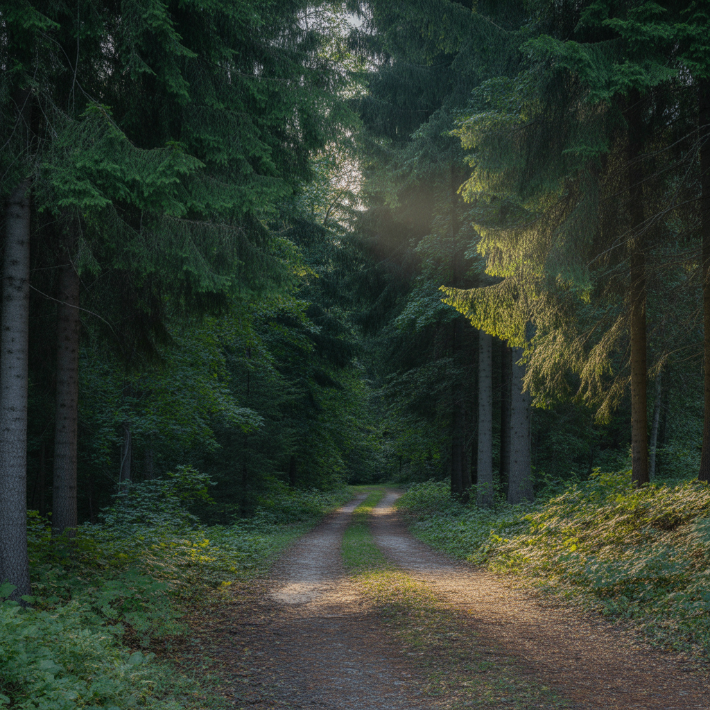Ideogram prompt: A peaceful forest path