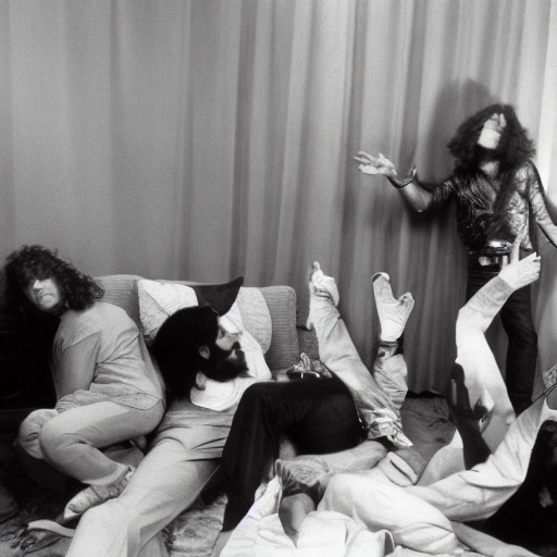 Stable Diffusion prompt: Jim morrison, party, 60s, realis...