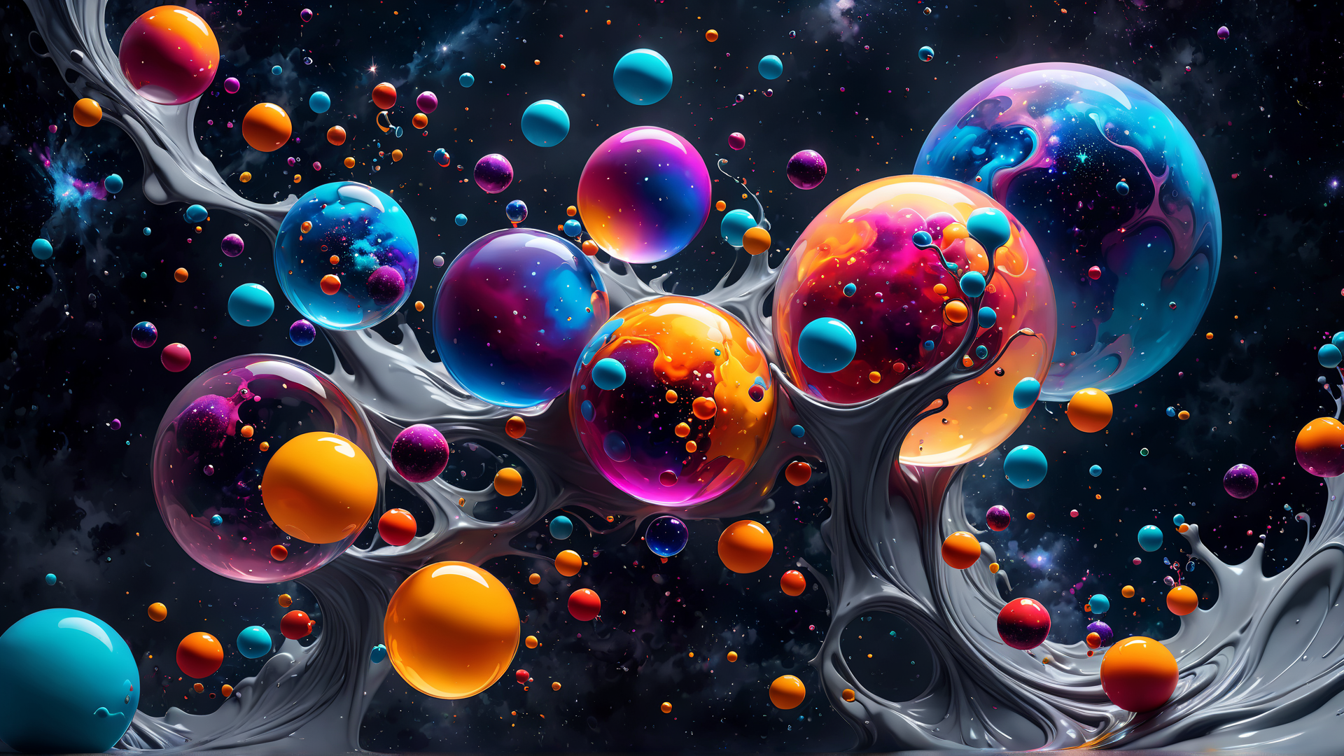 Stable Diffusion prompt: bubbles with stars and nebula be...