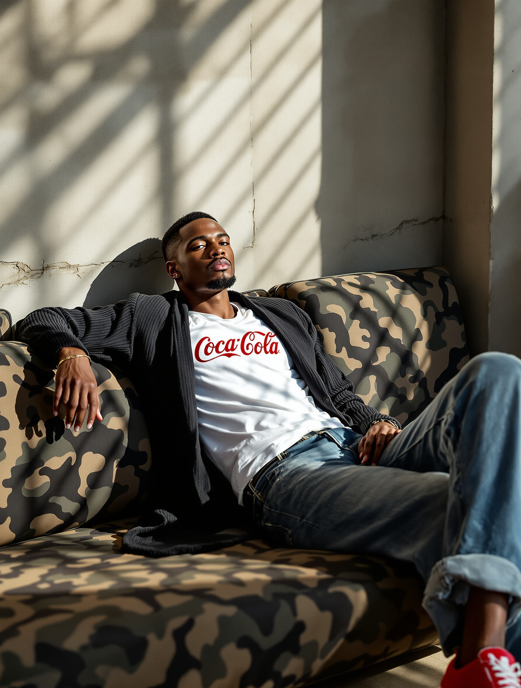 FLUX prompt: photography, magazine cover, tilt shot, male...