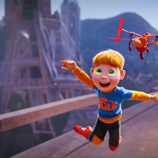 Stable Diffusion prompt: pixar style kid character runnin...