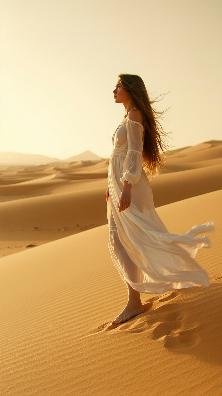 Stable Diffusion prompt: A melancholic desert seer, with ...