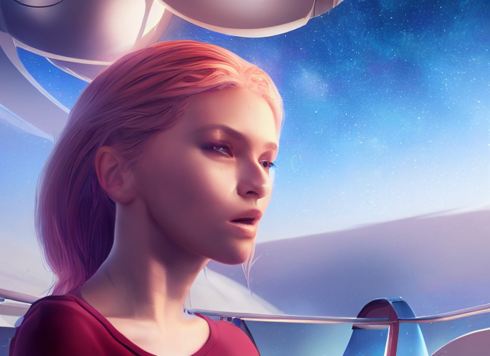 Stable Diffusion prompt: a girl in a spaceship, beautiful...