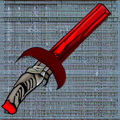 Stable Diffusion prompt: red glowing xiphos sword crackli...