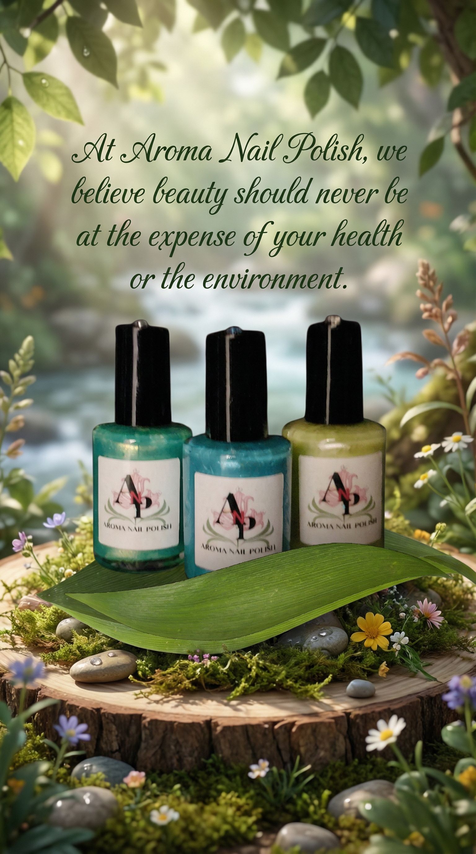 Nano Banana prompt: At Aroma Nail Polish, we believe beau...