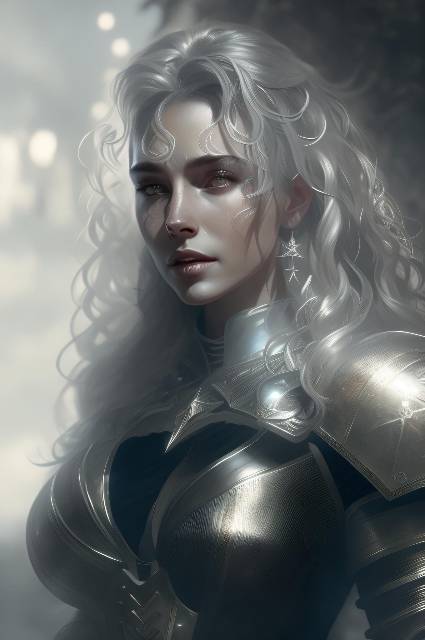 Dreamlike Diffusion prompt: young woman wearing silver th...