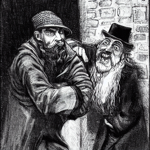 Stable Diffusion prompt: Fagin is a criminal mastermind w...