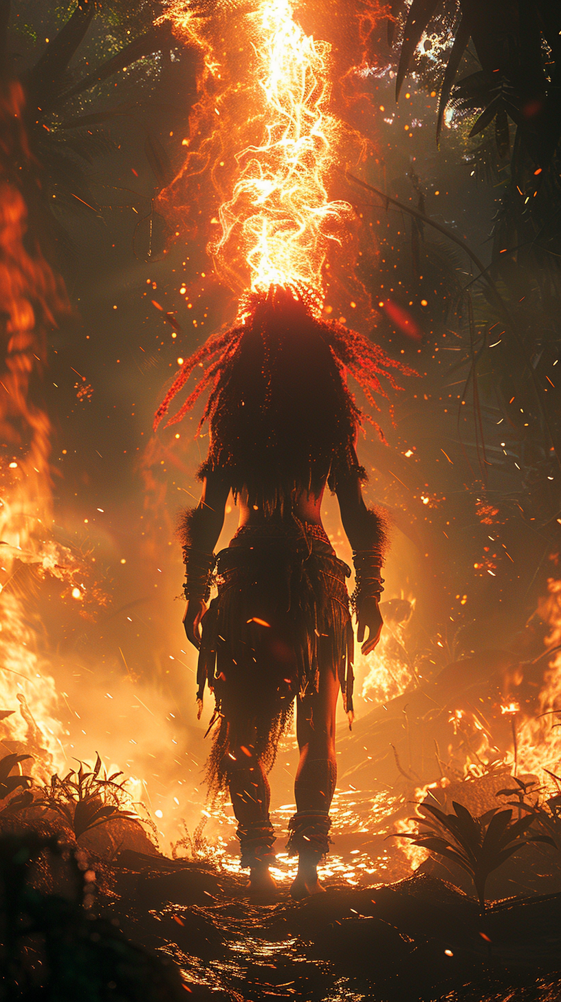 Midjourney prompt: Brazilian curupira folklore, super-det...