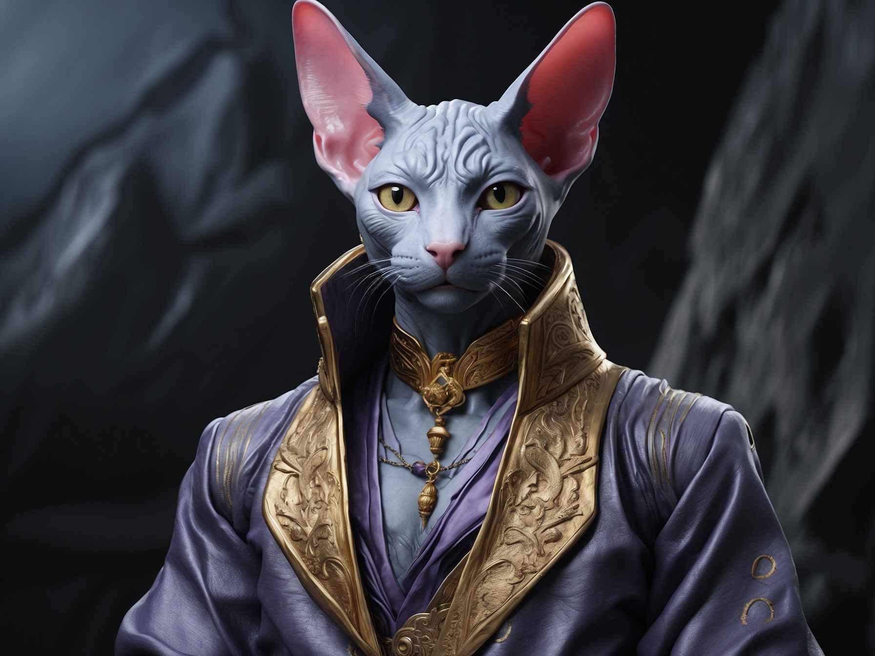 Midjourney prompt: Lord Beerus, realistic illustration, a...