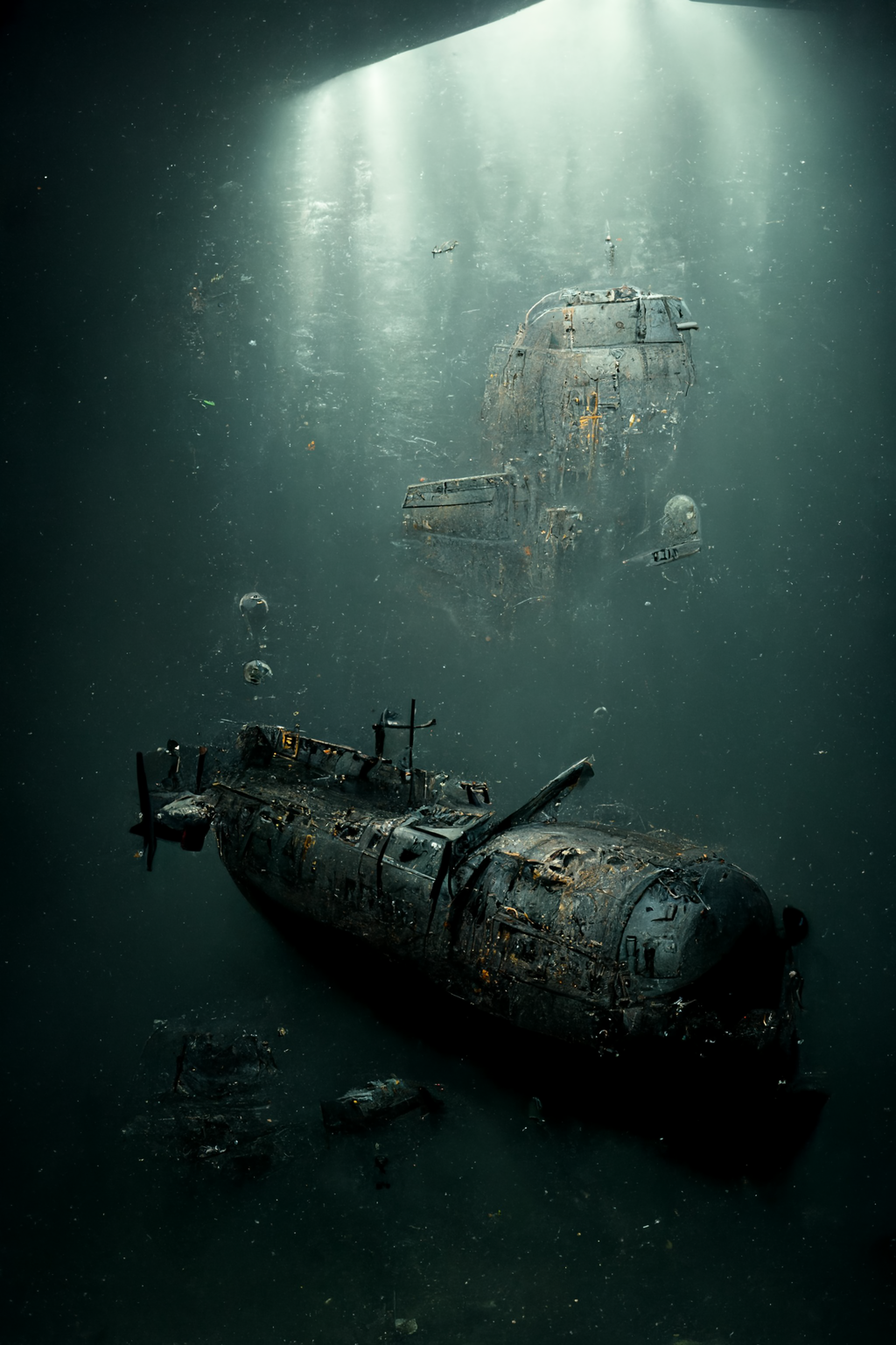Midjourney prompt: a wide shot of a faded hard to see und...