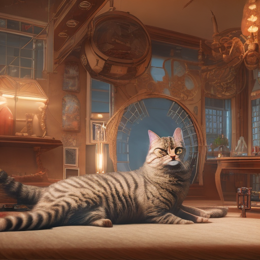 Openjourney prompt: Create a vicious cyber cat holding a ...