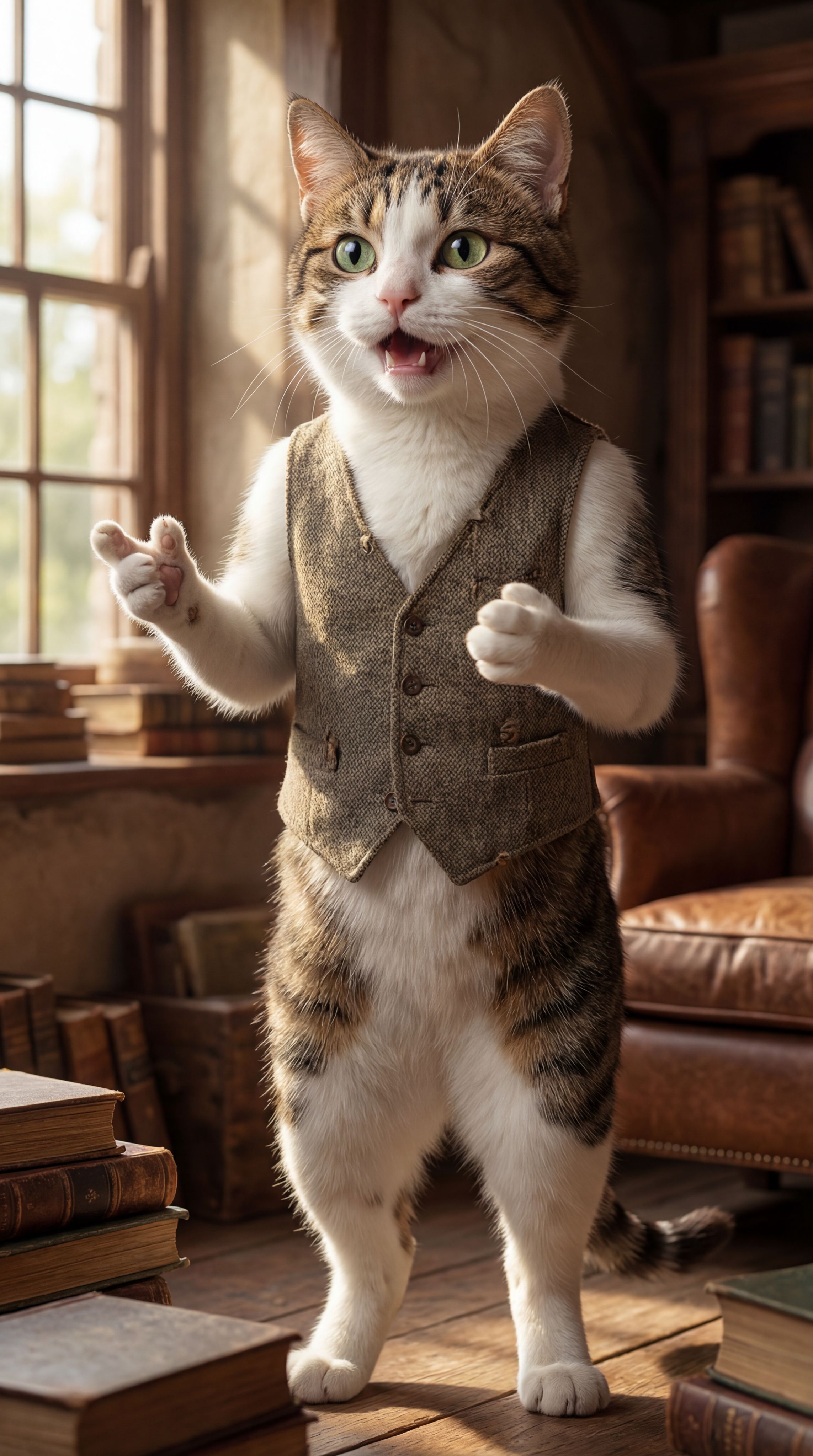 Nano Banana prompt: "A cinematic shot of exact cat in ref...