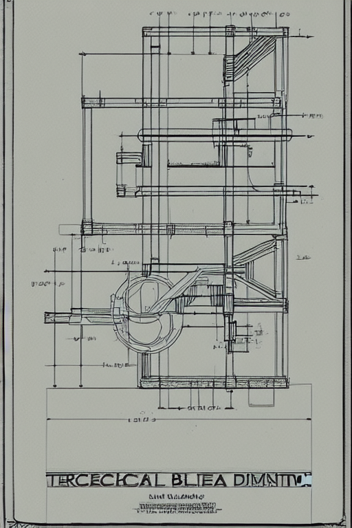 Stable Diffusion prompt: TECHNICAL BLUEPRINT DRAWING
