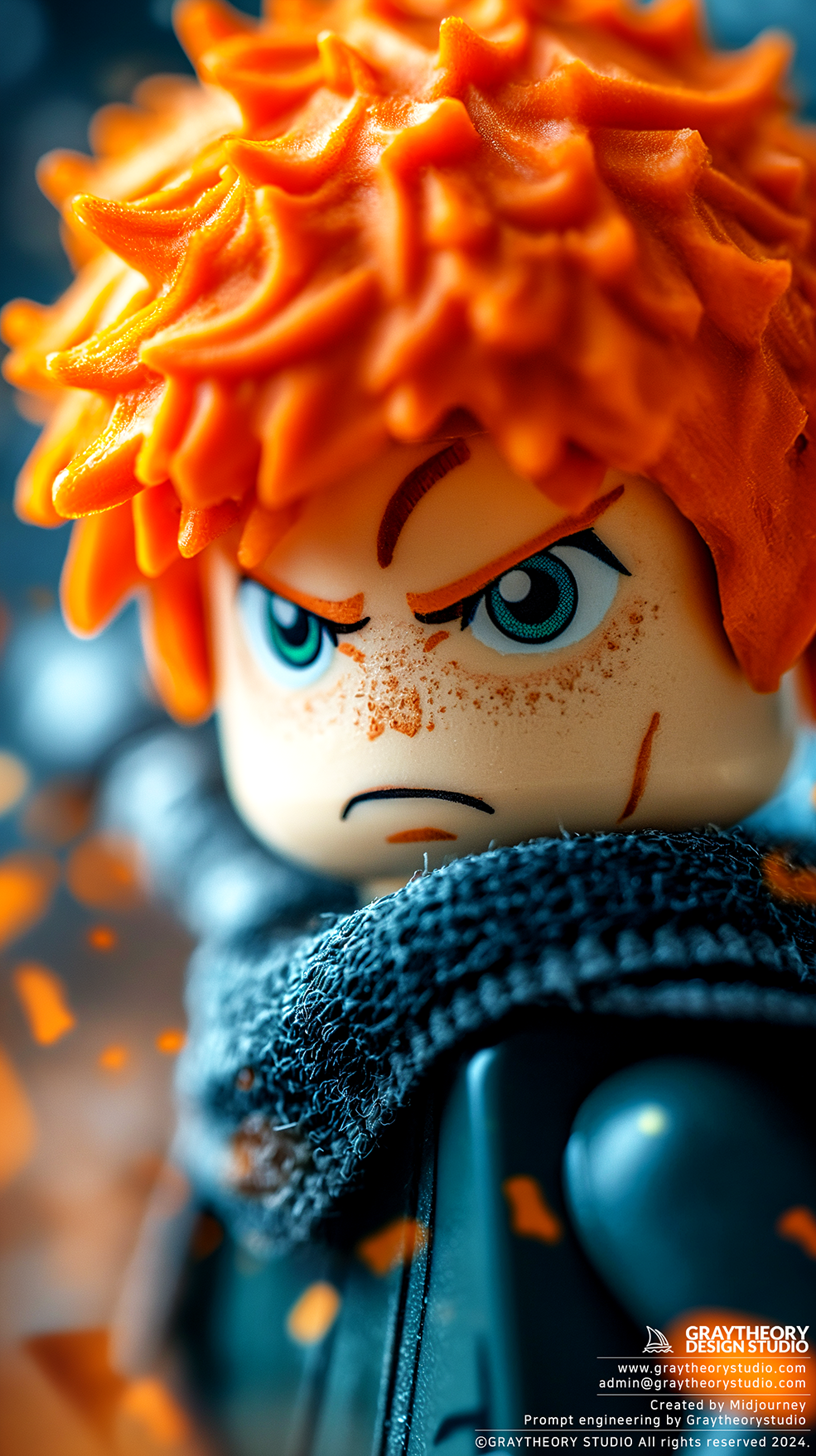 Midjourney prompt: mecro shot, Lego JUJUTSU KAISEN, artis...