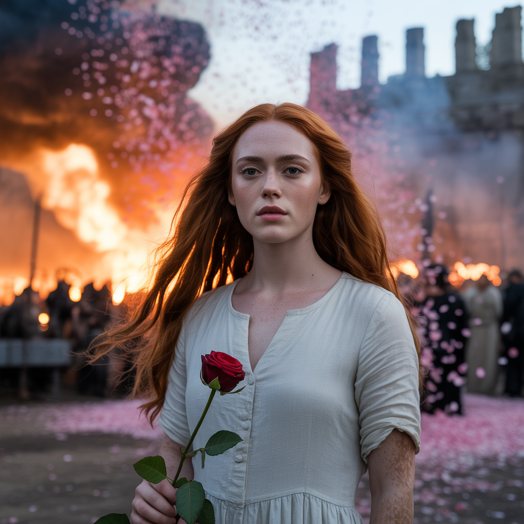 Ideogram prompt: the girl walks towards the camera while ...