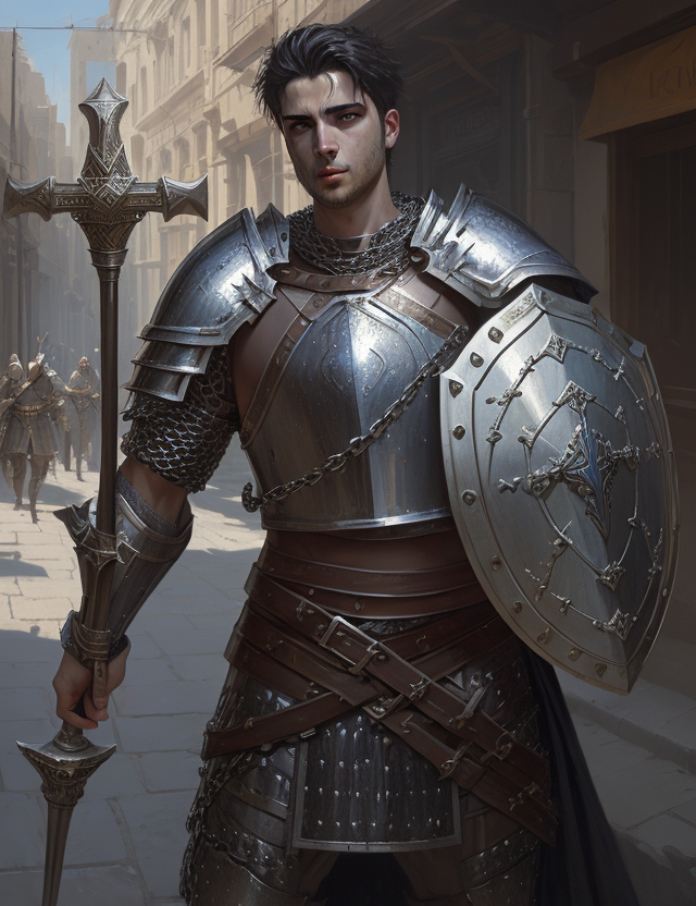 DreamShaper prompt: young adult greek male cleric with sh...