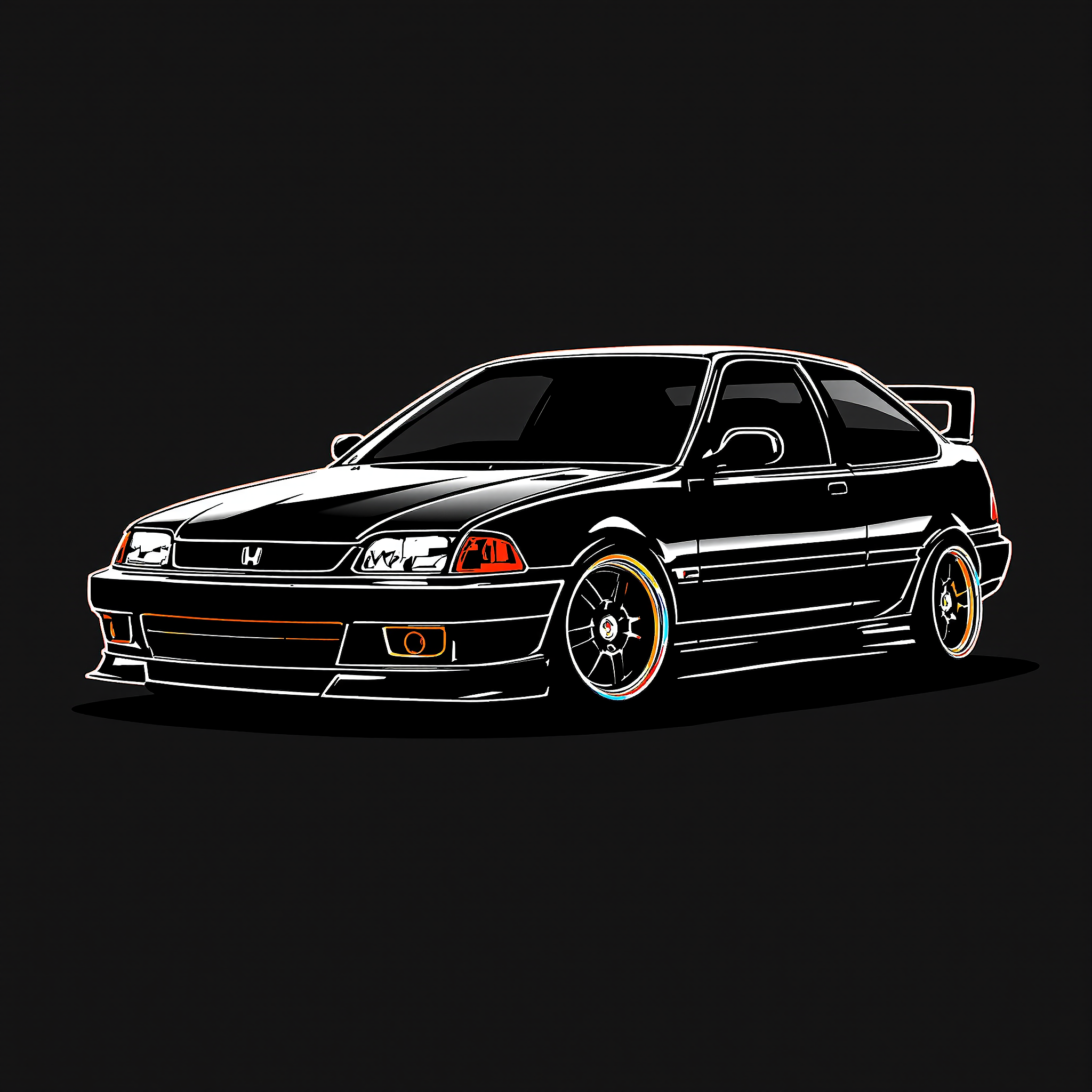 FLUX prompt: Minimalist vector of a side profile Honda Ci...