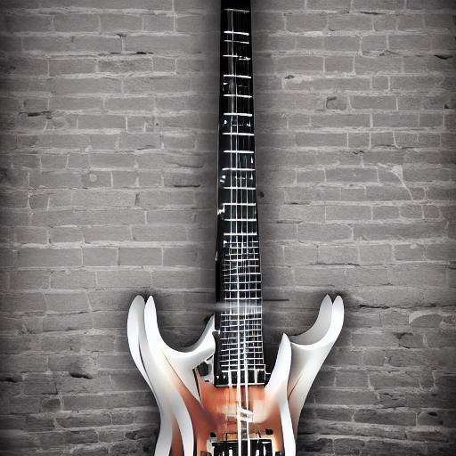 Stable Diffusion prompt: skeletal electric guitar, cosmic...
