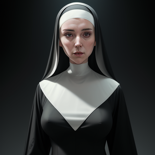 DreamShaper prompt: female qo yo dressed as nun, sexy, (f...
