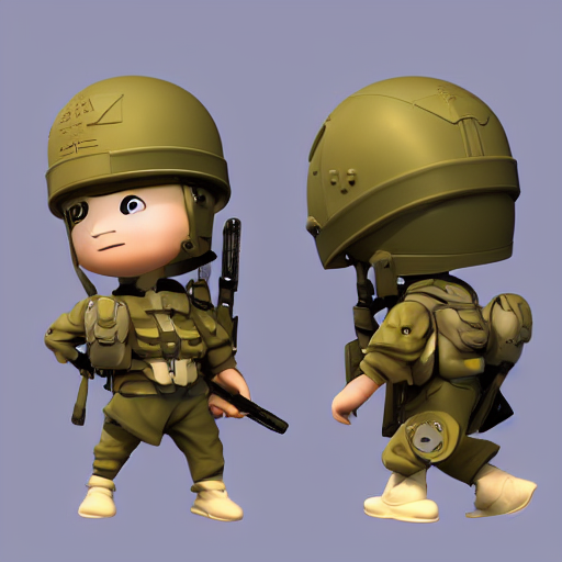 Stable Diffusion prompt: soldier toy, chibi, dawn lightin...