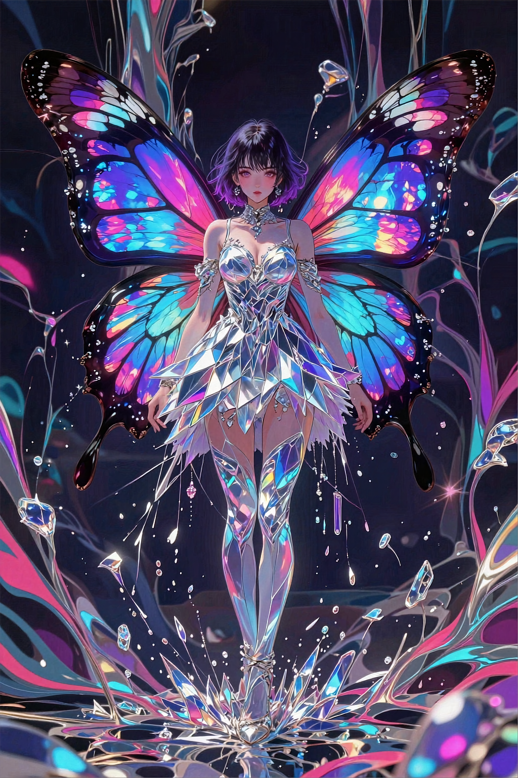 Z Image prompt: A vertical surreal anime masterpiece of a...