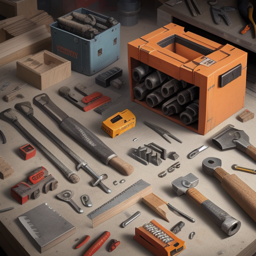 DreamShaper prompt: Knolling of construction tools from t...