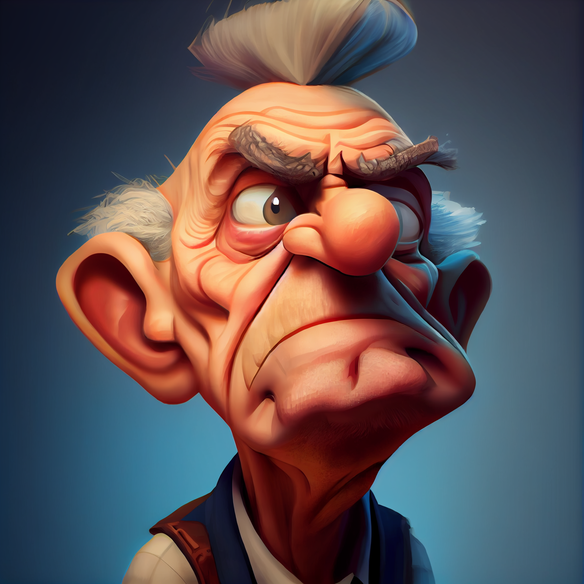 Midjourney prompt: expressive caricature in pixar style u...