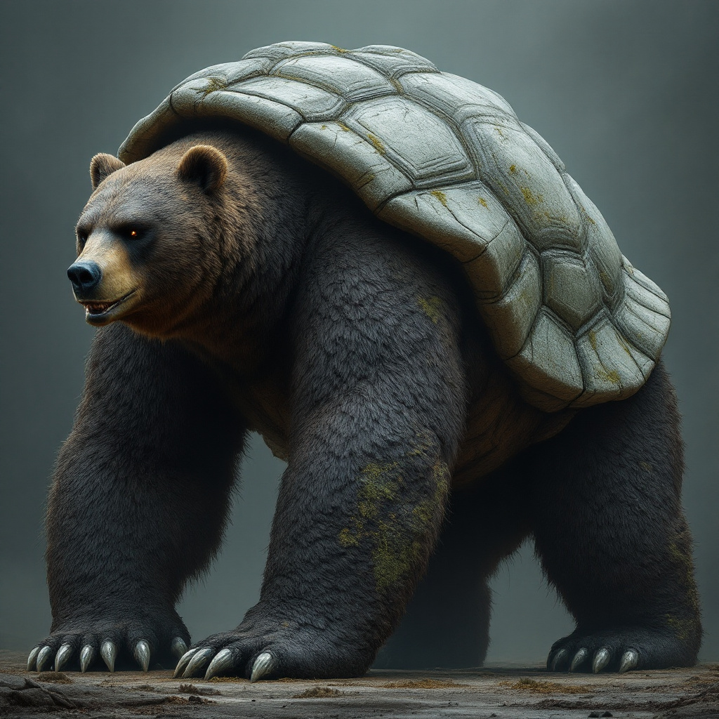 FLUX prompt: A colossal bear, standing at an incredible h...