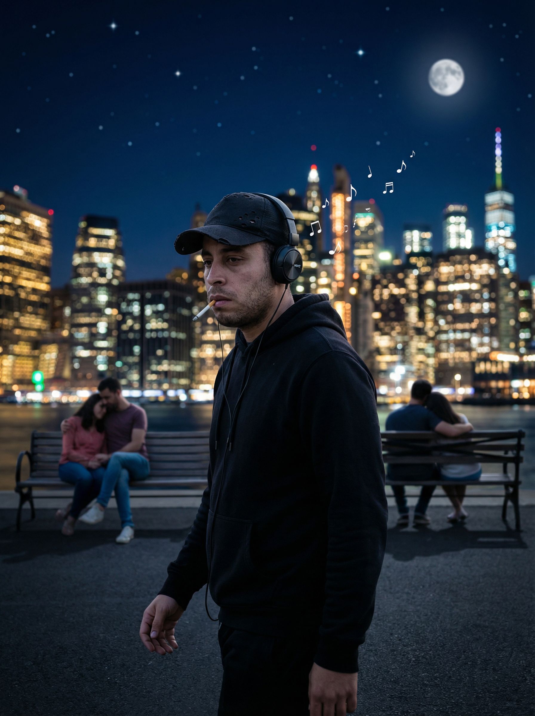 Nano Banana prompt: photo of depressed man, view from hea...