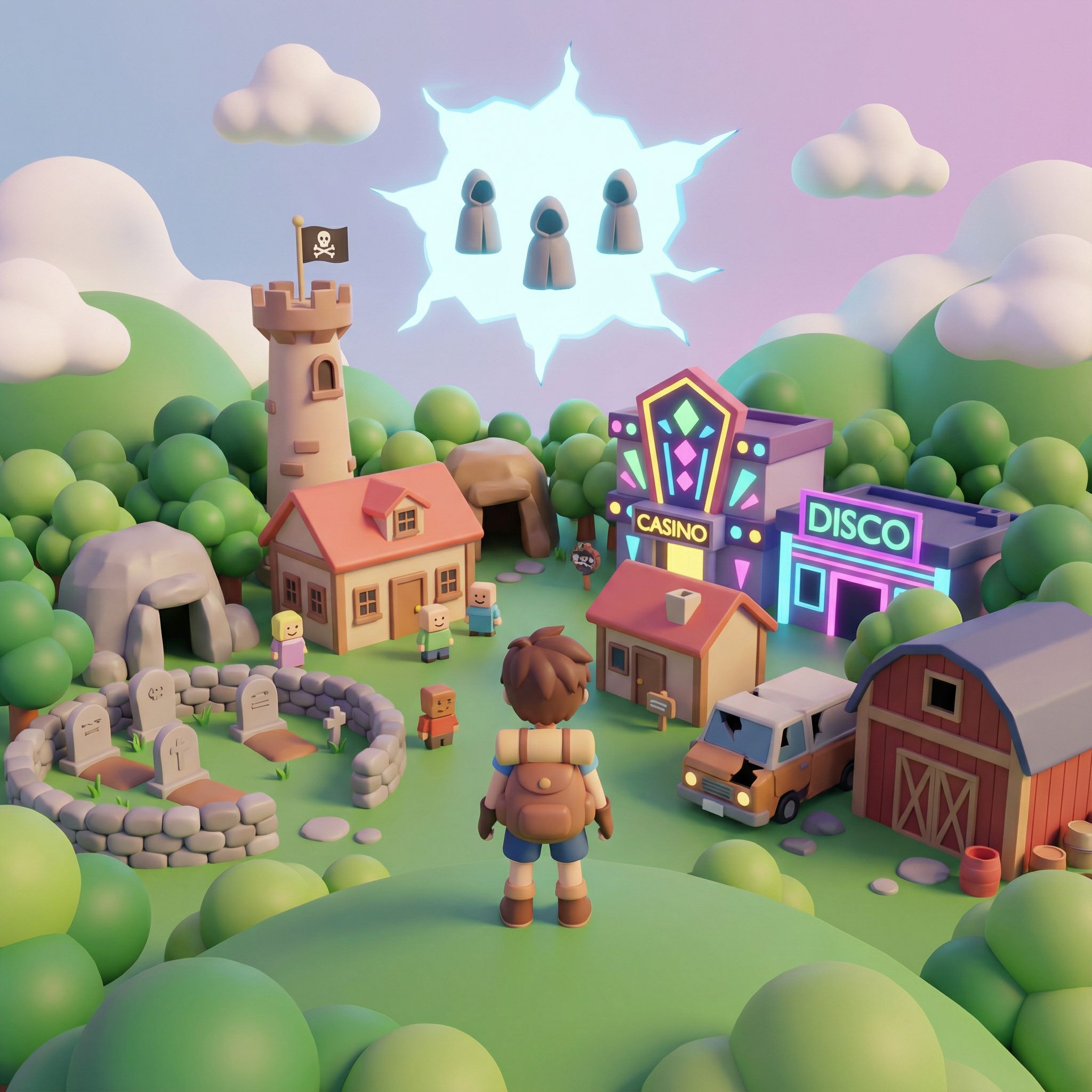 Nano Banana prompt: arly 1990s Japanese RPG 3D render sty...