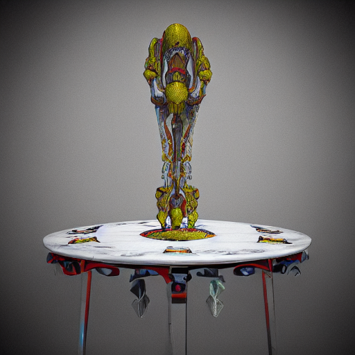 Stable Diffusion prompt: table with 5 legs, intricate art...