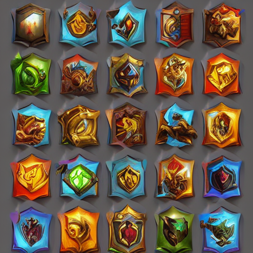 Stable Diffusion prompt: video games icons, 2d icons, rpg...