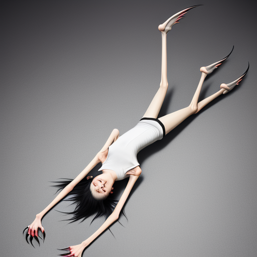 DreamShaper prompt: lying position of extreme skinny slen...