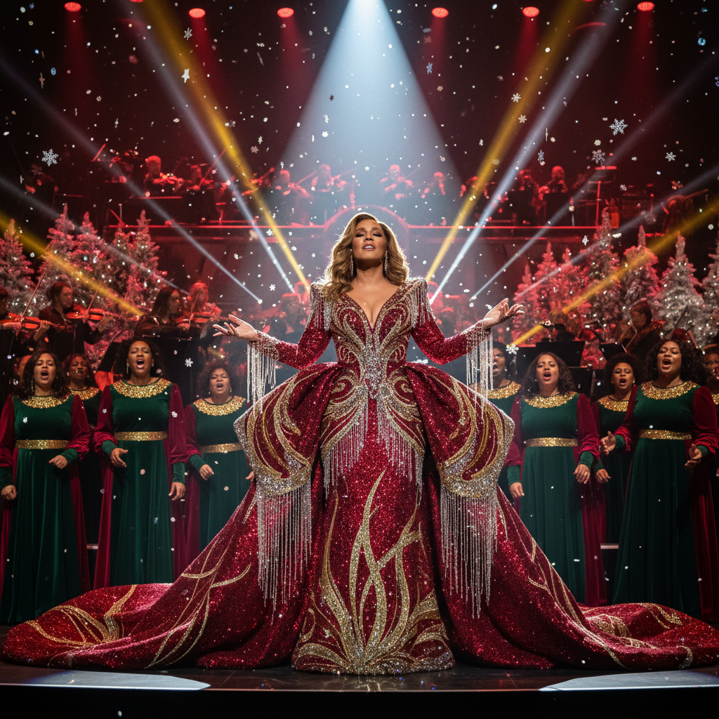 Nano Banana prompt: A dazzling female superstar on stage,...