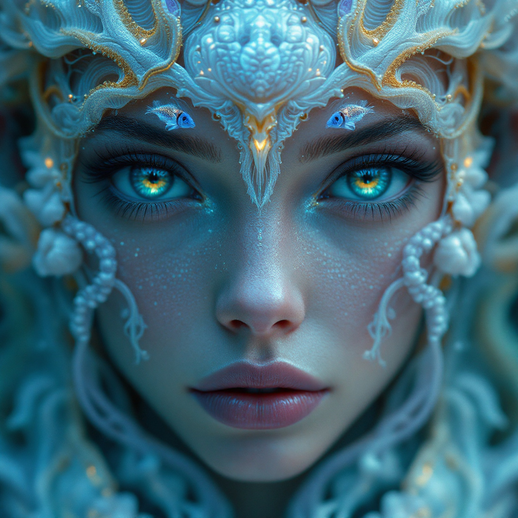 FLUX prompt: Goddess close-up portrait ribcagel. jellyfis...