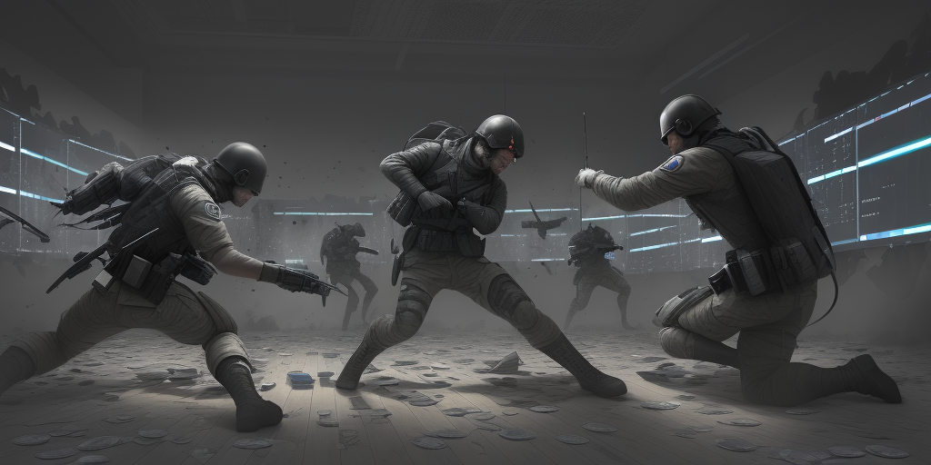 DreamShaper prompt: software developers fighting, two sid...